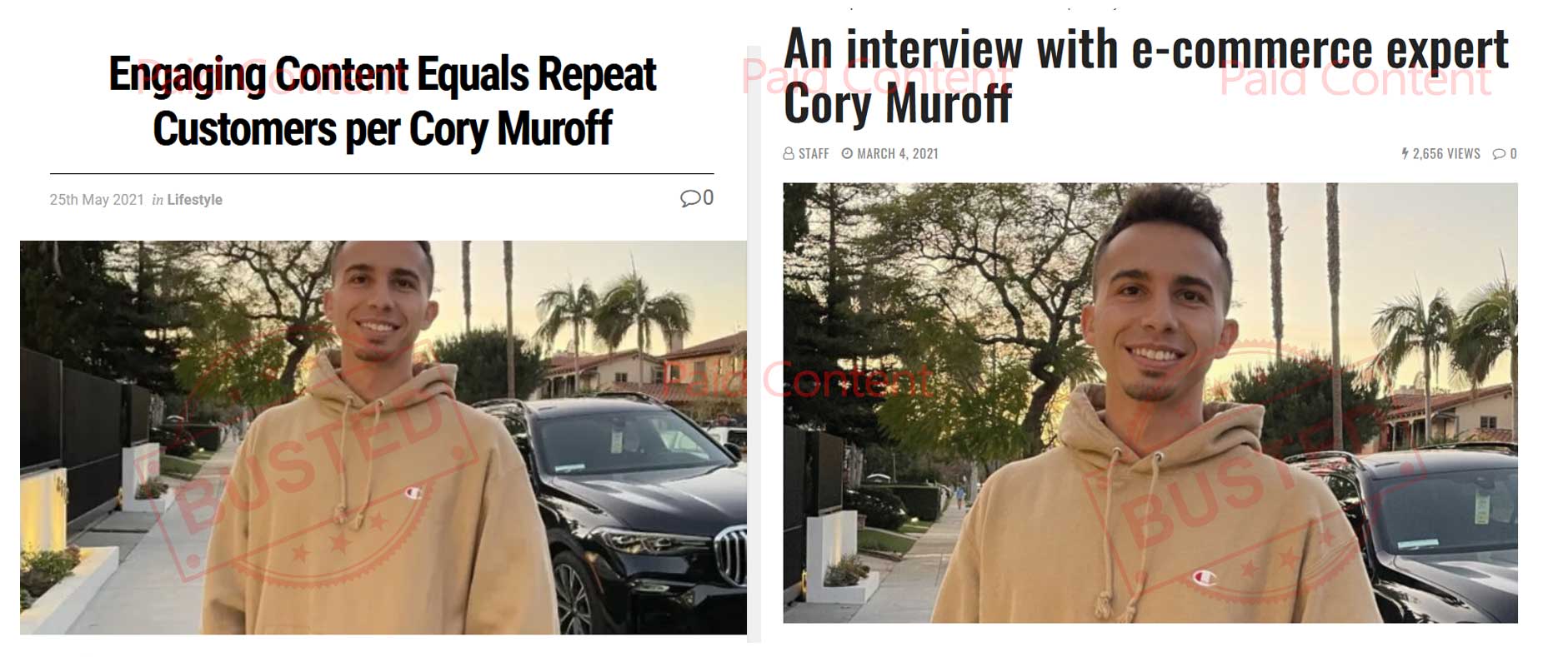 Cory Muroff, E-Commerce & Fake Paid Articles